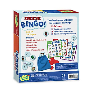 Peaceable Kingdom Spanish Bingo - Language-Learning Games for Kids - Includes a Pronunciation Guide