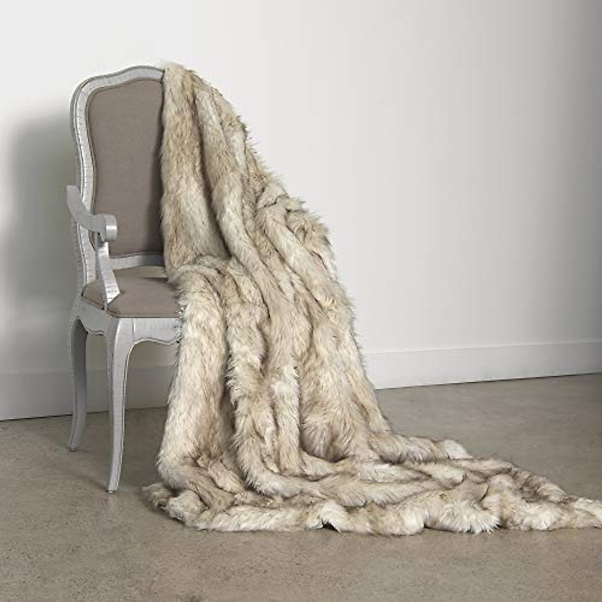 Best Home Fashion Heavyweight Super Soft Luxury Faux Fur Oversized Throw Blanket - 58" W x 84" L - Champagne Fox