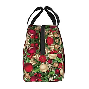 ENVEED Tree Spruce Leaves Balls Flowers Berry Portable Lunch Tote,Made With Dense Oxford Cloth And Thick Aluminum Foil,For Office Picnic