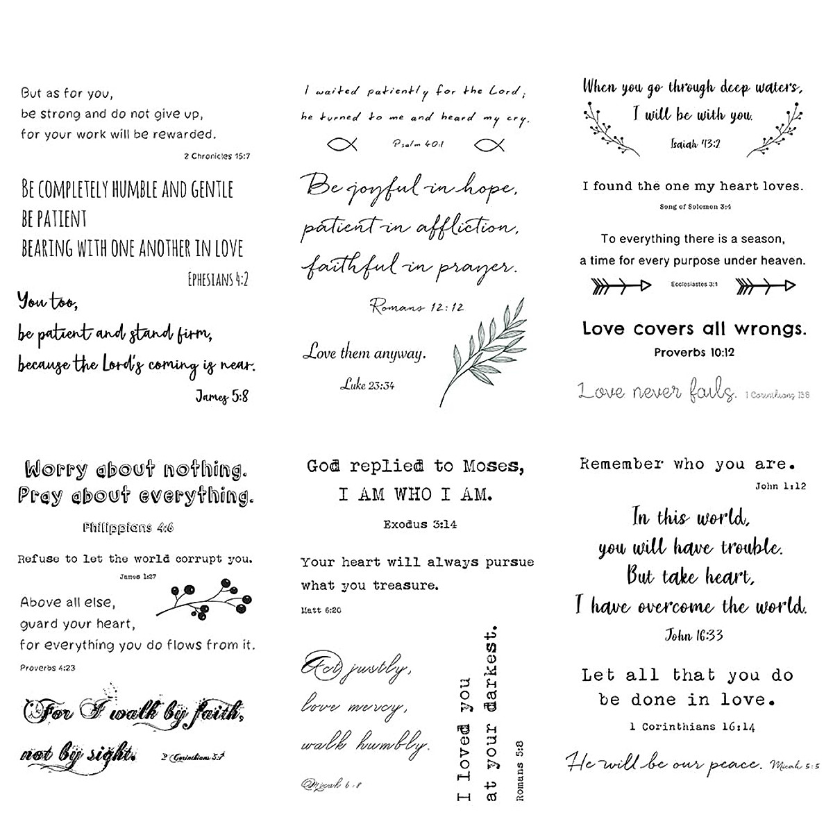 Everjoy 60+ Designs Inspirational Christian Quotes Bible Verses Scriptures Temporary Tattoos