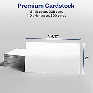 Avery Printable Business Cards, Inkjet Printers, 200 Cards, 2 x 3.5, Clean Edge, Heavyweight, Glossy, White & Two-Side Printable Clean Edge Business Cards for Inkjet Printers, White,Matte,Pack of 120
