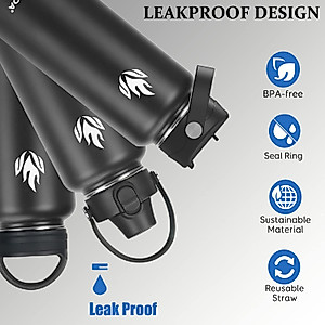 32oz Water Bottle,Vacuum Insulated Stainless Steel Water Flask with Straw Lid Auto Spout Lid Sport Lid,Leak Proof,Double Walled Travel Drink Mug,Metal Canteen,Hot Cold Water Bottles