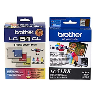 Brother LC51 Print Cartridge - Black, Yellow, Cyan, Magenta (4-Pack)