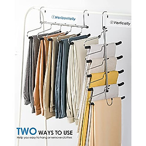 CINKSY Pants Skirt Hangers Space Saving 5 Layers with Non-Slip Foam Padded Swing Arm 9 Pack