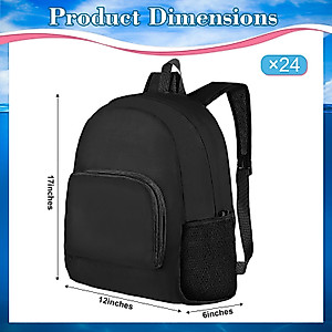 Reginary 24 Pcs Backpack 17" Backpacks Foldable Lightweight Bookbags Student Outdoor Travel School Book Bag with Storage Bag (Black)