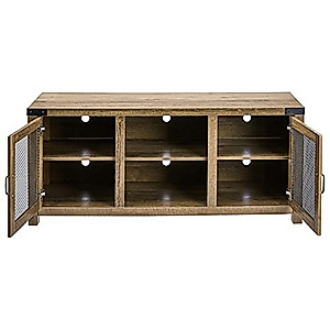 ROCKPOINT 58inch TV Stand Entertaiment Media Console Center Industrial Style Door, Dark Oak