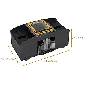 TAAVOP Automatic Card Shuffler, 1-2 Deck Battery-Operated Electric Poker Card Shuffler Machine, for Playing CardsUNO (Black), 8 x 4 x 4 inches；15.11 Ounces
