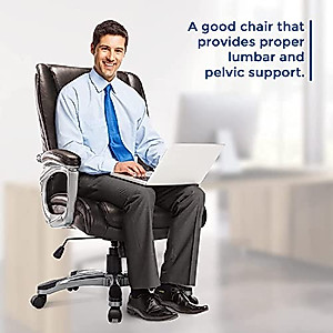 Home Office Chair Executive High Back Ergonomic Desk Chair Height Adjustable Managerial Rolling Swivel Chair with Adjustable Built-in Lumbar Support, Faux Leather, Dark Brown