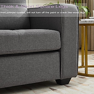 TYBOATLE Accent Chair, 38.58" W Mid-Century Modern Linen Fabric Tufted Living Room Chair, Comfy Upholstered Reading Club Arm Chairs for Living Room, Bedroom, Office (Dark Grey)