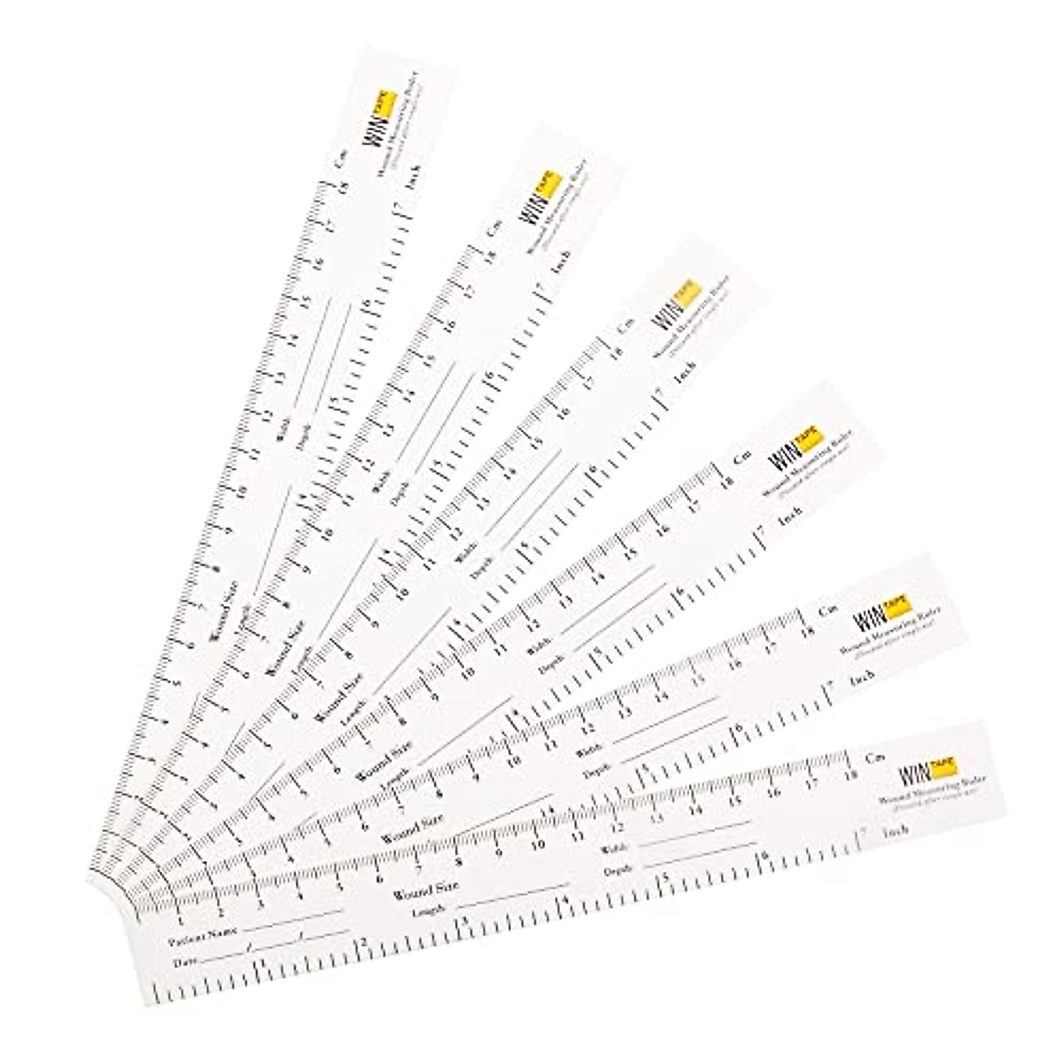 WIN TAPE 18cm / 7'' Educare Wound Ruler (PAPER) Wound Measuring Tape (Pack of 100) Medical Medimeter