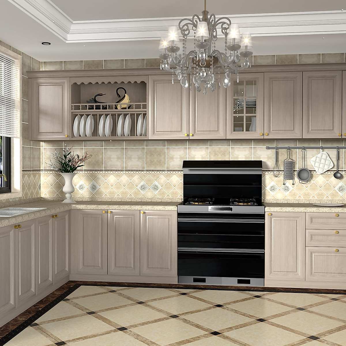 homdiy 5 Pack Brushed Brass Cabinet Knobs Gold Dresser Drawer Round Knobs for Kitchen Cabinet Hardware