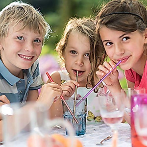 BaHoki Essentials Reusable Eco Friendly Colored Drinking Straws - Great for Drinking Smoothies and Shakes - with Deep Cleaning Brush, Long Acrylic Straw Set for Tumblers - 8 Pack