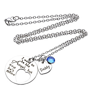 Jovivi I Used To Be His Angel Now He's Mine Daddy Blue Crysal Memorial Necklace,In Memory Of Loved One Daddy