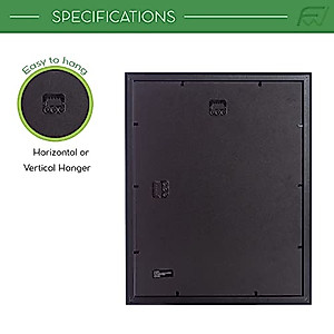 FrameWorks 2-Pack 1 3/8" Thick Black Wooden Shadow Box Picture Frames 18” x 24” with Removable White Mat to 12" x 18" Photo