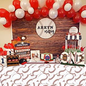 PTECDROTS 4 Pcs Baseball Tablecloths, Disposable Baseball Party Decorations Table Covers, Rectangular Baseball Pattern Table Cloth for Boys Baseball Sports Event Birthday Party Supplies, 51x86 Inch