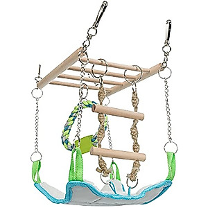 TRIXIE Small Animal Suspension Bridge with Hammock, Rope Ladder, and Ring, Cage Accessory for Ferrets, Rats