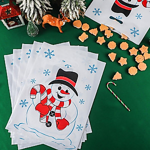 Tenceur 150 Pcs Christmas Jumbo Big Gift Bags 17 x 12 Inch Plastic Christmas Gift Wrapping Bags Large Christmas Bags for Gifts Presents Xmas Holiday Party Favor Goodie Storage (Snowman)