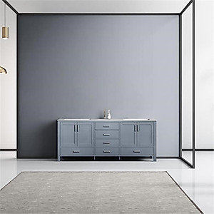 Lexora Jacques 80 in. W x 22 in. D Dark Grey Double Bath Vanity and Carrara Marble Top