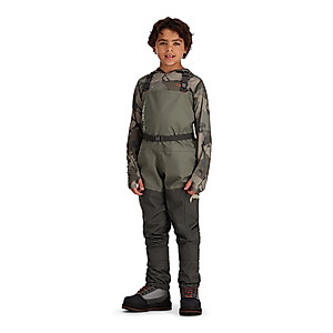 Simms Kid’s Tributary Stockingfoot Chest-High Fishing Waders - Durable, Breathable, Waterproof Fly Fishing Waders for Youths-Basalt-Large