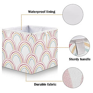 Kigai Pink Rainbow Cube Storage Bins - 11x11x11 In Large Foldable Storage Basket Fabric Storage Baskes Organizer for Toys, Books, Shelves, Closet, Home Decor