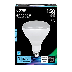 Feit Electric BR40 LED Light Bulb, 150W Equivalent, Dimmable, 2175 Lumens, E26 Medium Base, 5000K Daylight, 90 CRI, Flood Light Bulb for Recessed Cans, Damp Rated, 22-Year Lifetime, BR40DM/2175/950CA