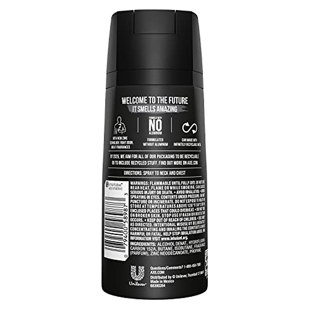 AXE Black Mens Body Spray Deodorant 48hr Odor Protection Frozen Pear & Cedarwood Aluminum Free Deodorant Body Spray, 4 Ounce (Pack of 4)