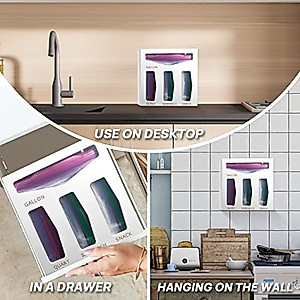 RNOONY Food Storage Bag Organizer, Gallon Quart Snack Sandwich and Slider Bag Dispenser for Kitchen Drawer(1 Box 4 Slots)