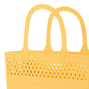 Qianly Shower Caddy Basket Shower Caddy Tote with Handles Storage Tote Drainage Shower Organizer Box for Beach Dorm Bathroom Pantry, Yellow