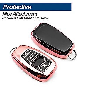 INFIPAR Fit for 2021 2020 Subaru Ascent BRZ Crosstrek Forester Impreza Legacy Outback WRX STI TPU Key Fob Remote Cover Case Shell Glove Pouch Holder Protector Keyless Entry Sleeve Accessory, Pink