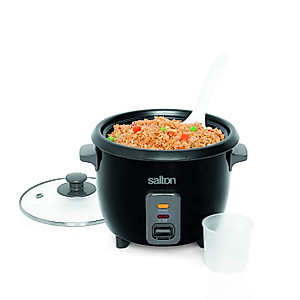 Salton 6 Cup Automatic Rice Cooker, 6 cups cooked / 3 cups Uncooked, Black, Stainless Steel