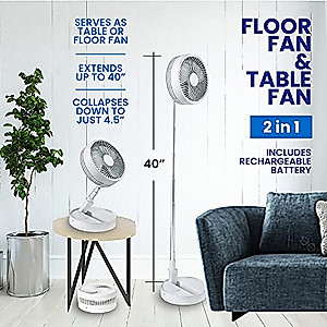 My Foldaway Fan Folding Fan, Portable Fan for Travel, Rechargeable Fan with 10 Hour Battery Life, Super Quiet Cordless Fan & Desk Fan, Travel Fan Extendable from 4”- 40” with 3 Modes As Seen on TV