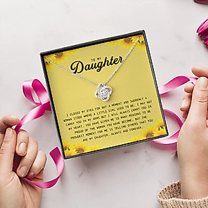 To My Daughter Gift, Love Knot Necklace From Mom, Necklaces For Beautiful Daughter From Dad, Pendant Necklace with Meaningful Message Card, Greeting Cards Gifts Daughter Birthday Christmas (Standard Box)