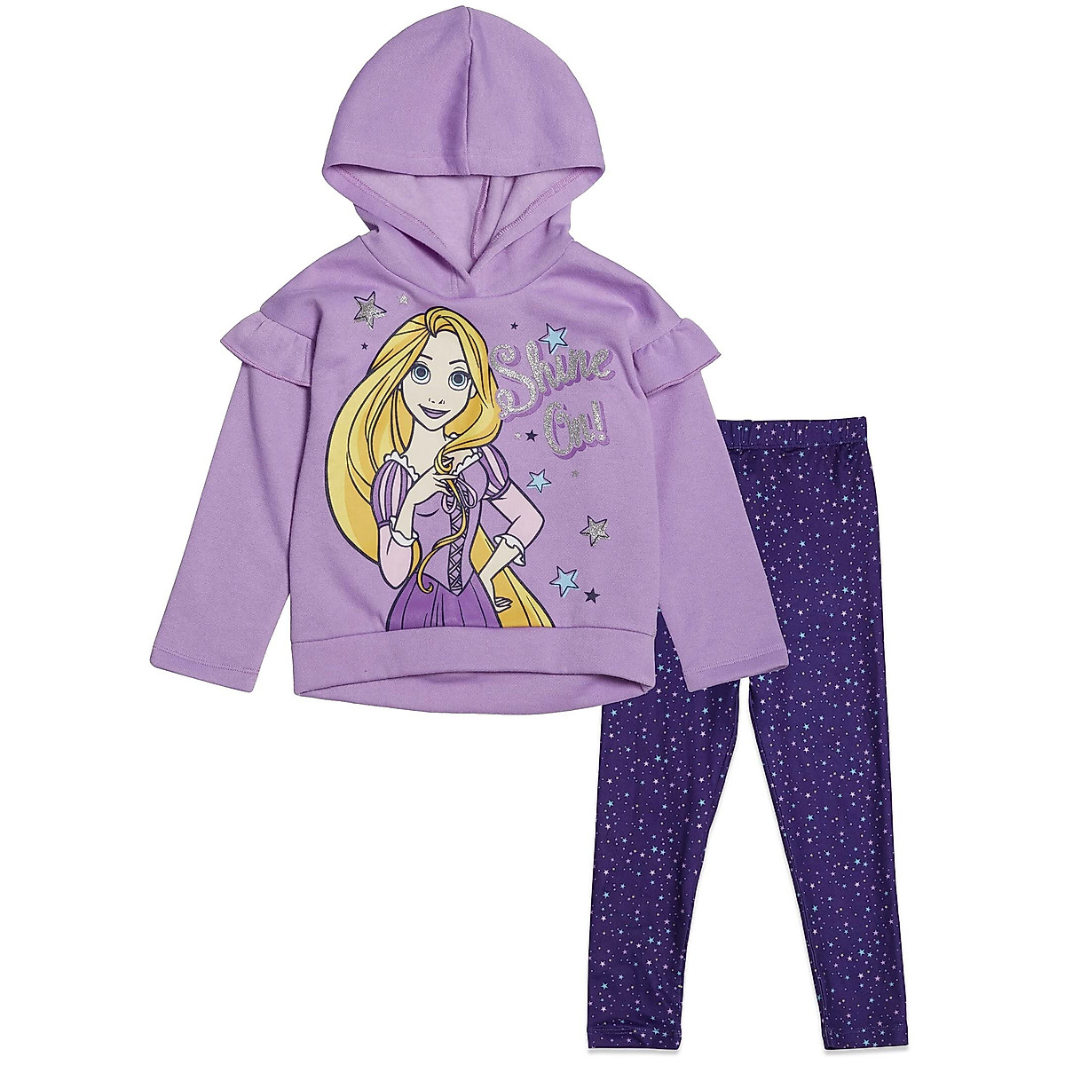 Disney Princess Rapunzel Toddler Girls Fleece Hoodie and Leggings Outfit Set 4T