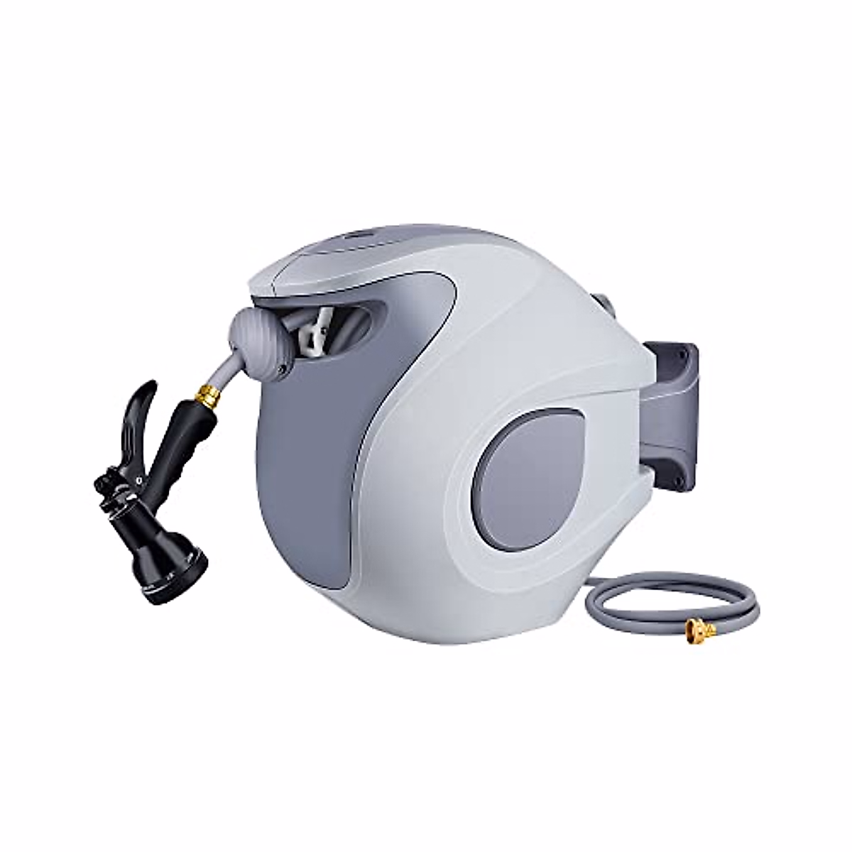 DEWENWILS Retractable Garden Hose Reel, 1/2"×100ft Wall Mount Hose Reel, with 7-Pattern Spray Nozzle, Any Length Lock, 180°Swivel Bracket, Auto Rewind Hybrid Water Hose Reel for Outdoor Watering