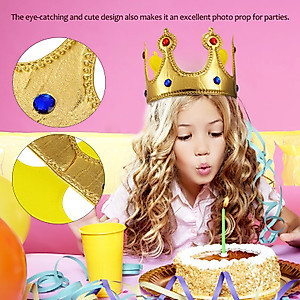 NUOBESTY Crown Hat, 4Pcs Golden Kids Party Crown Set, Fabric Birthday Crown Hat for Birthday Party & Baby Shower, Safe Material, Photo Prop, Party Hat, Princess Theme, Children's