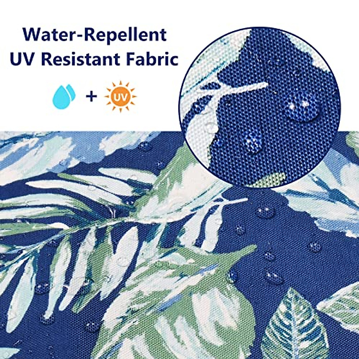 Sunlit Outdoor Cushion Covers 22" x 20" x 4", Replacement Cover Only, 4 Pack Water-Repellent Patio Chair Seat Slipcovers with Zipper and Tie, Tropical Leaf, Blue Green