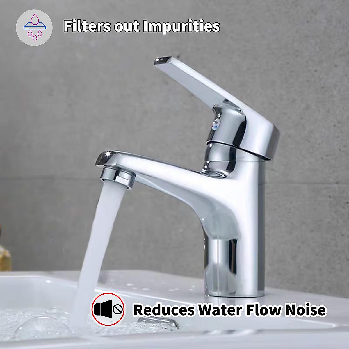 TSBSHum Bathroom Sink Aerator,2.2 GPM Faucet Aerator, Made of Solid Brass and Stainless Steel,15/16 Inch Male Thread Faucet Replacement with Gasket,For Kitchen and Bathroom,6PCS(Silvery)