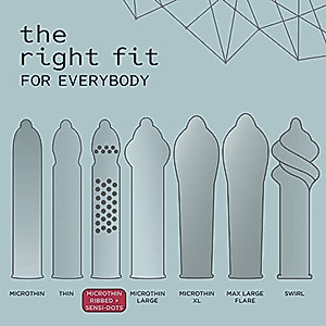 Kimono MicroThin Ribbed with Sensi-Dots - Textured Lubricated Condoms, Snug Form-Fit, Natural Latex Condoms, Vegan-Friendly, No Latex Odor - Enhanced Sensitivity - Pack of 3