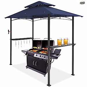 MEWAY 8x5 Outdoor Grill Gazebo Canopy, BBQ Canopy Gazebo Tent for Patio,Barbecue,Navy