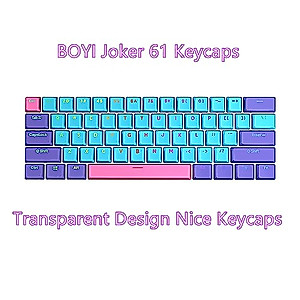 BOYI Shine-Through Keycaps, BOYI 61 Key ANSI Layout OEM Profile PBT Thick Keycaps for 61 Mechanical Keyboard Joker 61 keycaps