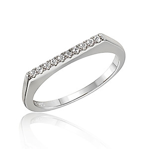 CloseoutWarehouse Clear Cubic Zirconia Stackable Ring Rhodium Plated Sterling Silver Size 6