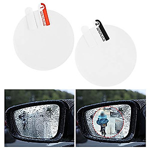 Acouto Car Rearview Mirror Film 80mm Transparent Car Rear View Mirror Anti Fog Rainproof Waterproof HD Clear PET Protective Film Sticker 2pcs Rounded