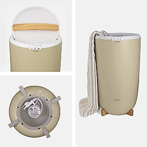 Zadro Large Aromatherapy Hot Towel Warmer with Lavender Essential Oil, Auto Shut Off Electric Towel Warmer For Bathroom (Large | 20L | 12" Dia. x 21" Tall, Ivory/Bamboo)