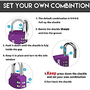 RESET-060 4 Digit Combination Lock Outdoor Padlock for School Gym Sports Locker Fence Toolbox Gate Suitcase Hasp Purple