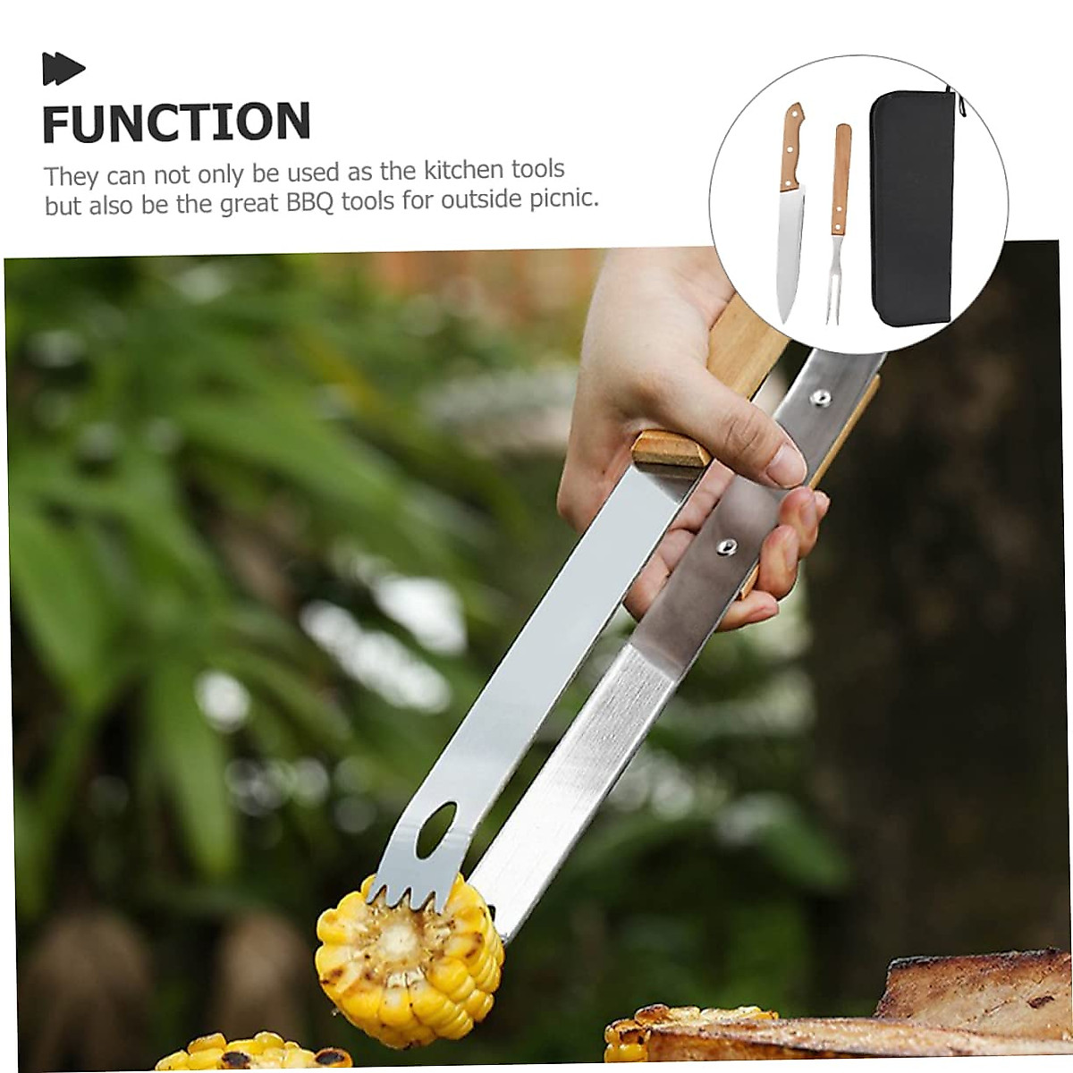 GANAZONO 2 Sets Barbecue and Fork Tools Travel kit Stainless Steel Flatware kit Barbecue Cutter Grilled Serving Fork Brisket Slicing Grill Tool kit BBQ Barbecue Grill Fork
