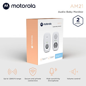 Motorola Nursery AM21 Audio Baby Monitor, 1-Way Audio, 1000ft Range, Sensitive Mic, Volume Control, Portable Parent Unit (AAA Batteries Not Included)