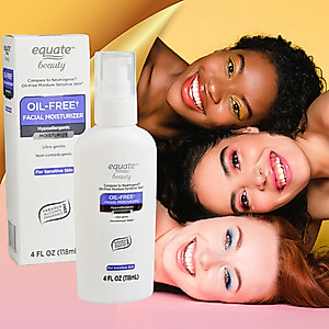 Equate Beauty Oil Free Moisture Daily Hydrating Facial Moisturizer & Neck Cream with Glycerin - Fast Absorbing Ultra Gentle Lightweight Face Lotion 4 fl. oz (Pack of 1)