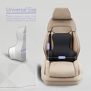 Lumbar Support Pillow Memory Foam Adjustable Back Cushion with Strap for Lower Back Pain Relief- Ideal for Office Chair, Car Seat, Bed, Recliner - Black