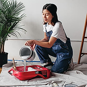 Handy Paint Tray, Deep-Well Design Holds Up to a Gallon of Paint or Stain, Sturdy Handles on Both Ends, Integrated Magnetic Brush Holder