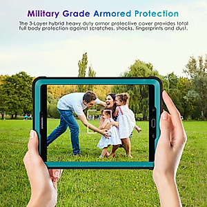 DETUOSI Shockproof Case for Samsung Galaxy Tab S2 9.7" 2015 (SM-T810/ T813/ T817T/ T817V),3-Layers Hybrid Heavy Duty Multi-Angle Kickstand Protective Cover for Samsung Galaxy Tab S2 9.7" Case for Kids